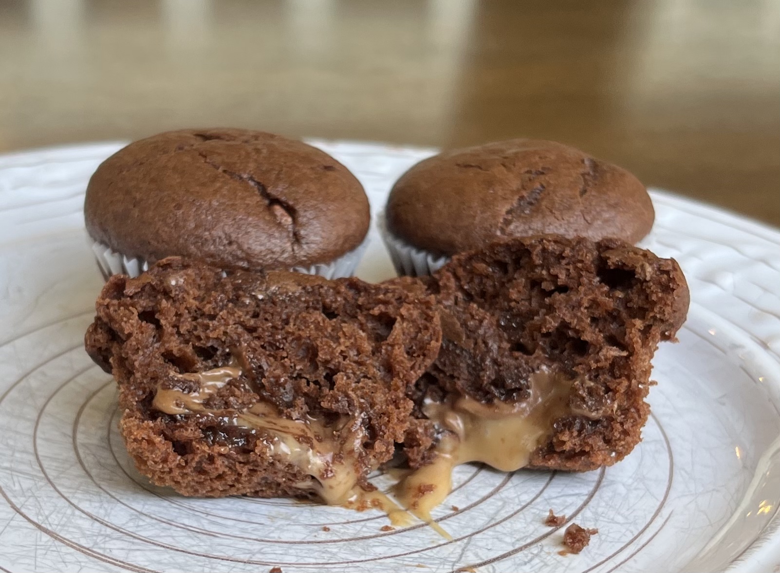Mini Chocolate Muffin w/ Carmel Filling - Easy Crumb Easy Dough