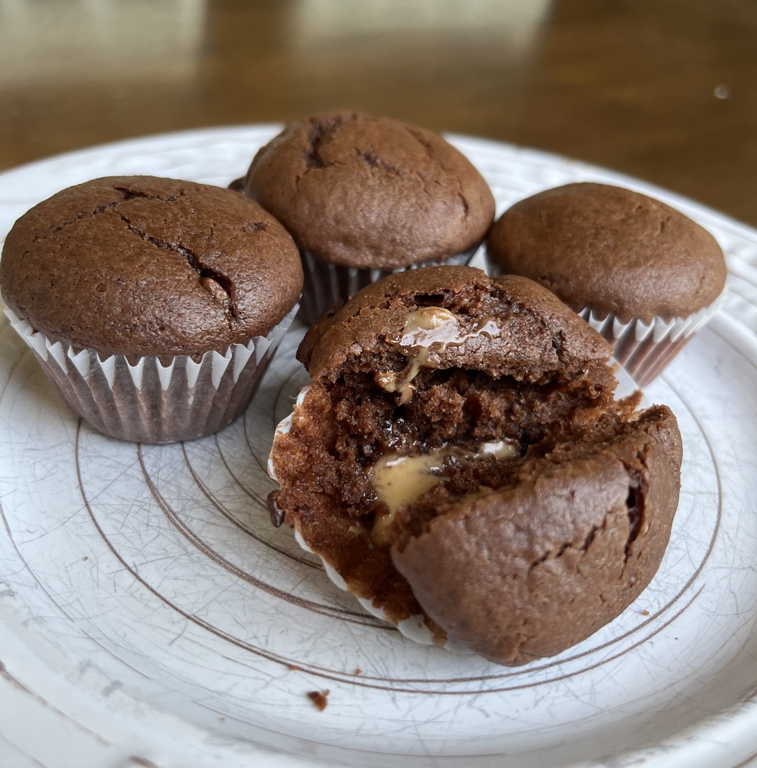 Mini Chocolate Muffin w/ Carmel Filling - Easy Crumb Easy Dough