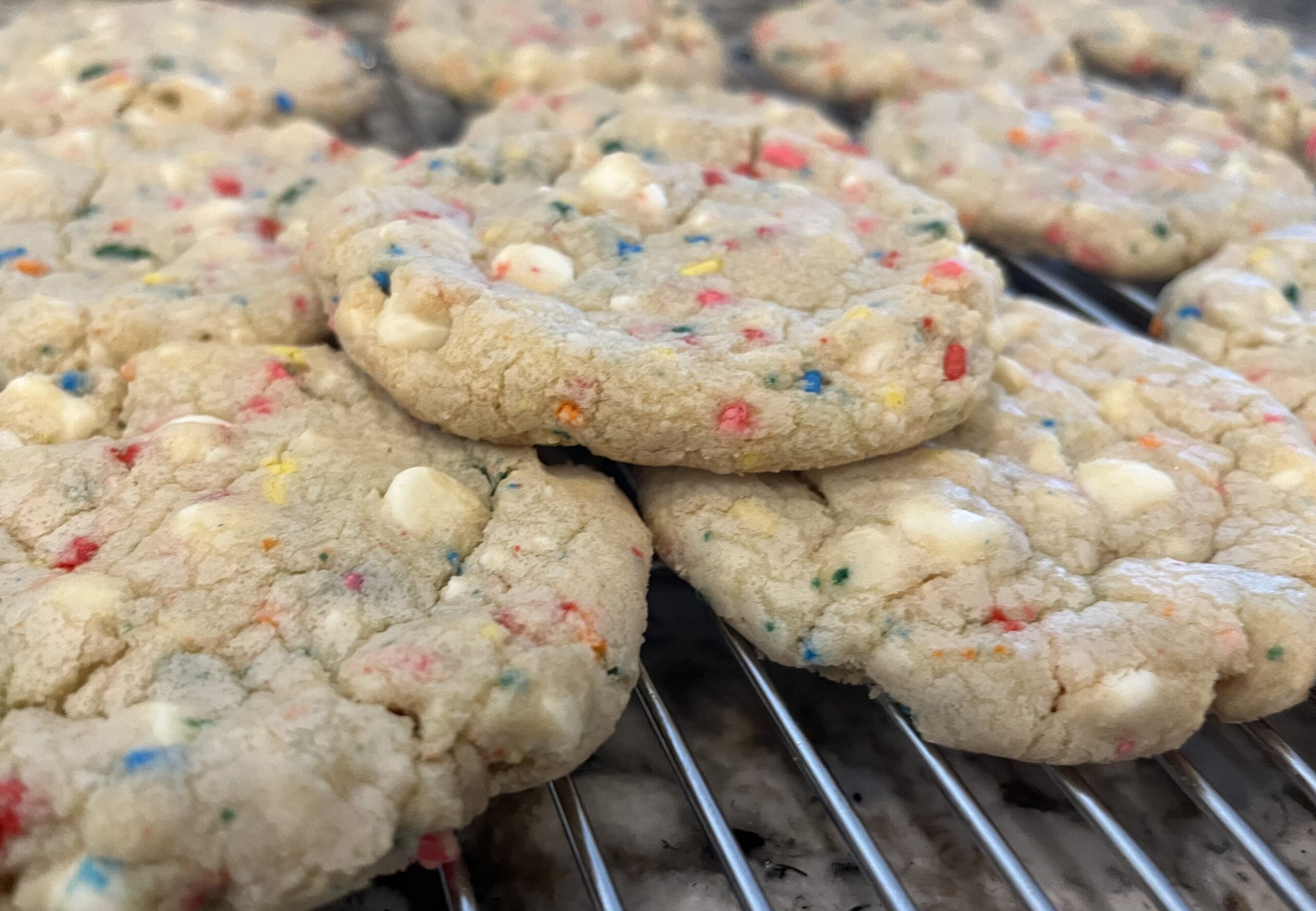 Fun & Fresh White Chocolate Sprinkle Cookies - Easy Crumb Easy Dough